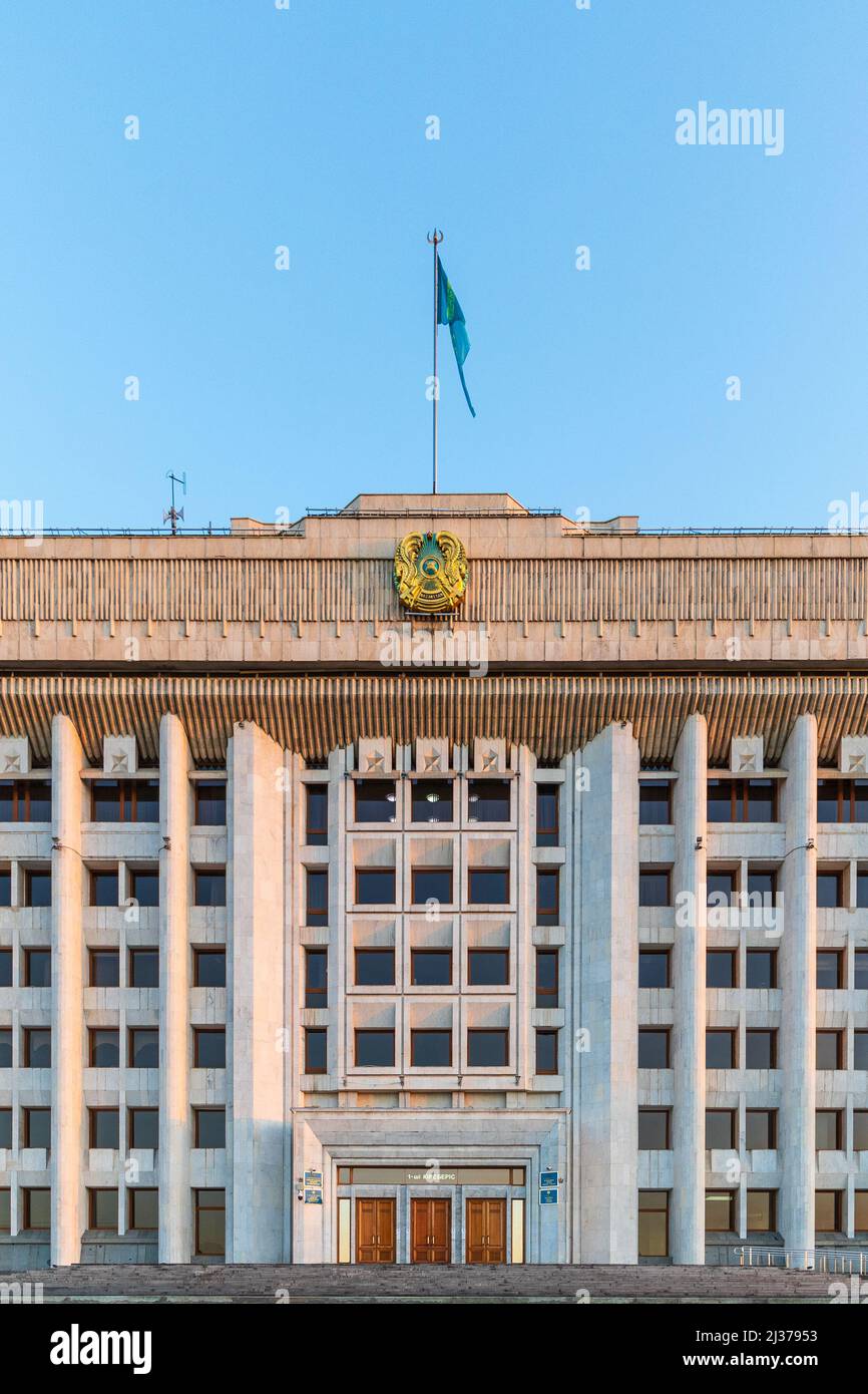 Administration of the city of Almaty with the coat of arms and flag of ...