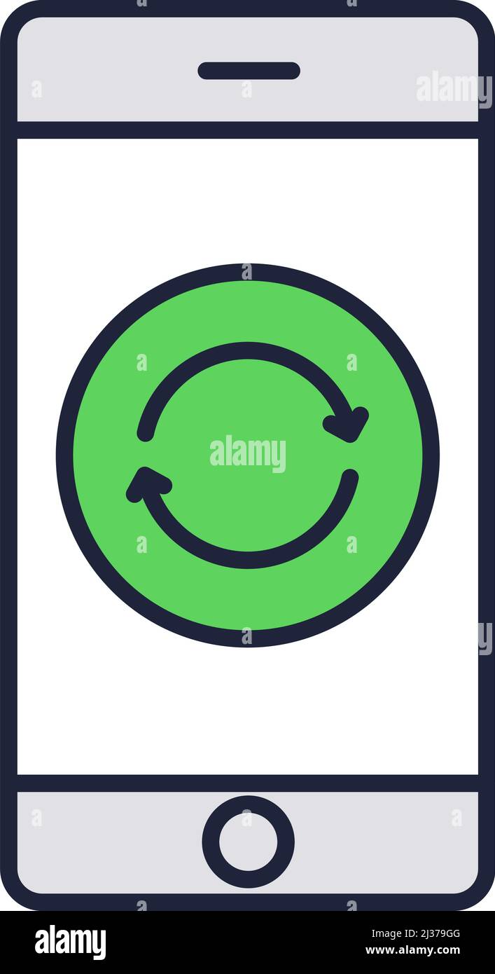 Vector mobile phone and update software icon. Upgrade program version ...