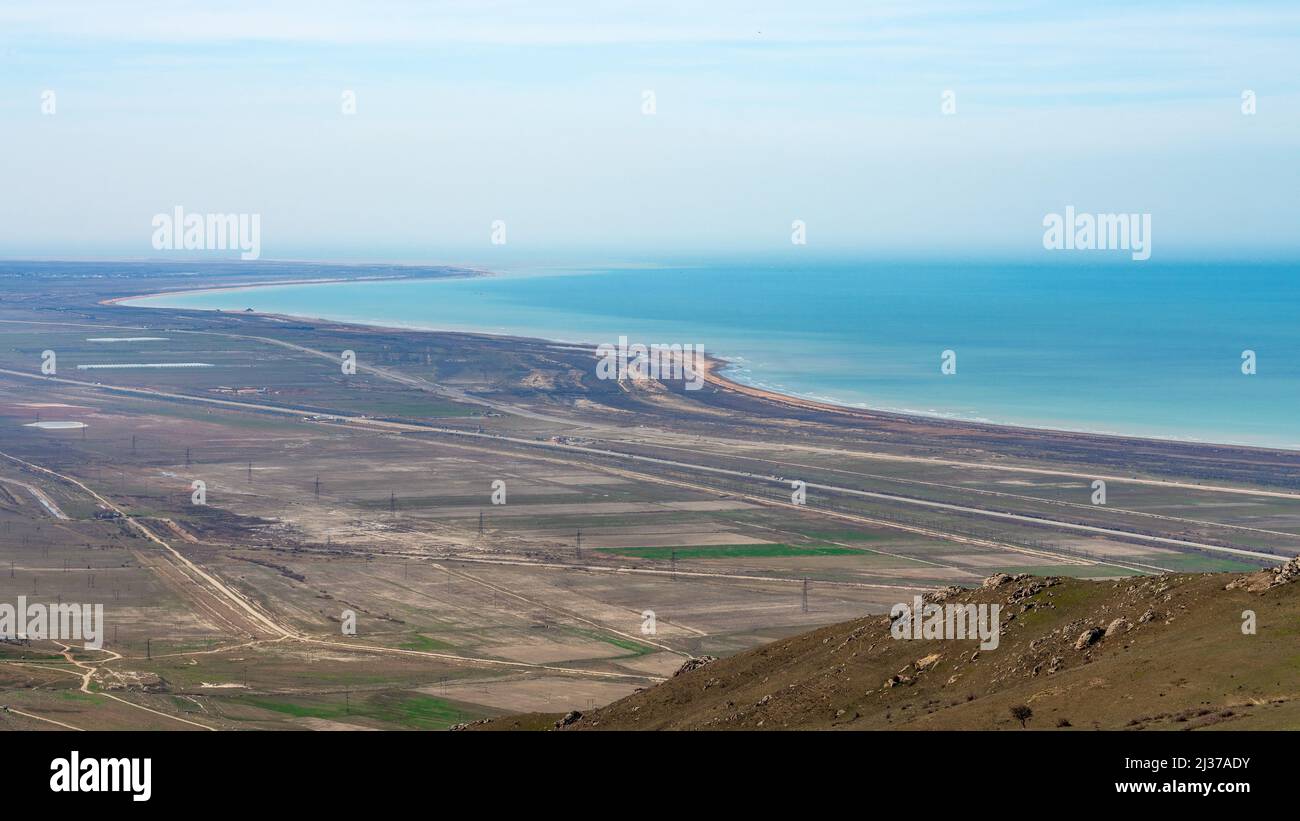 View of the Caspian Sea from the top of the mountain Stock Photo - Alamy