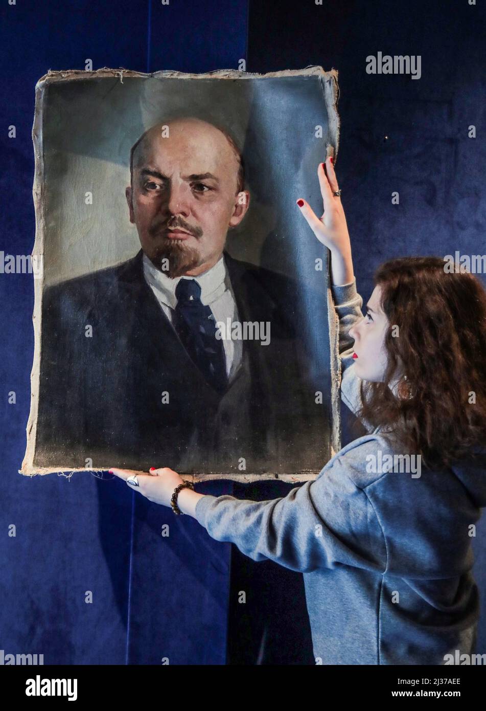 London UK 06 April 2022 Portrait of V Lenin (after A. Androschuk) by ...