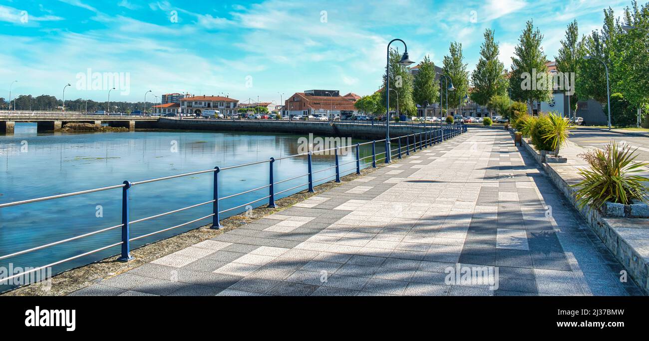 A view of the promenade of the Galician village of Cambados on the ...