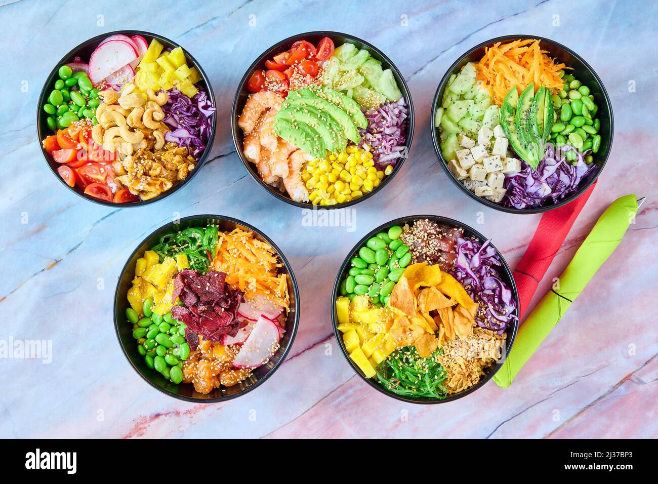 A top view of healthy meals Stock Photo - Alamy
