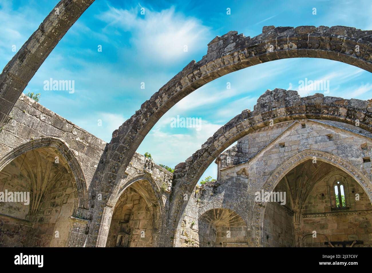 An ancient ruined arches of the vaulted church of Santa Maria in the ...