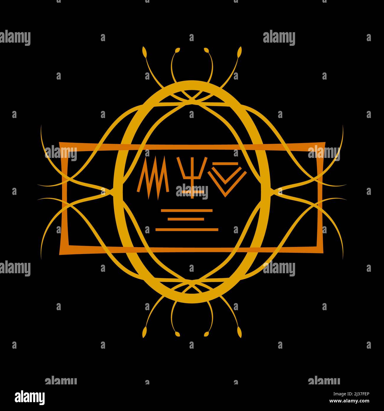 Magic geometry sign. Alchemy mystical symbol on space background Stock ...