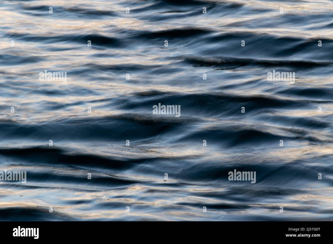 Wavy water surface in close up, abstract landscape with waves moving ...