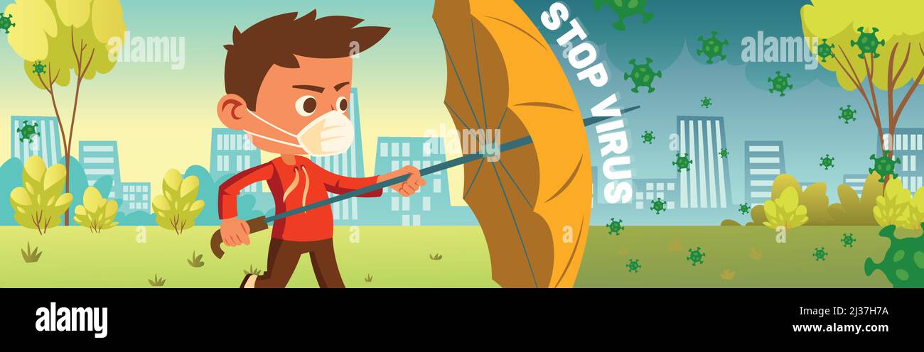 Stop virus banner. Coronavirus and infection protection, quarantine and ...