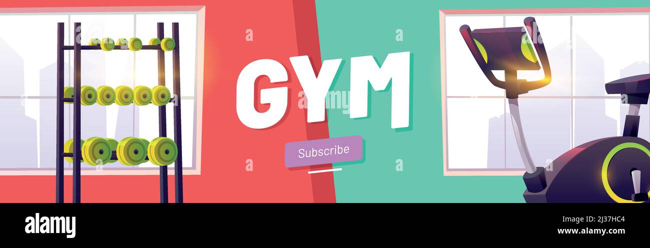 Gym poster, fitness club and online workout. Concept of sport training ...