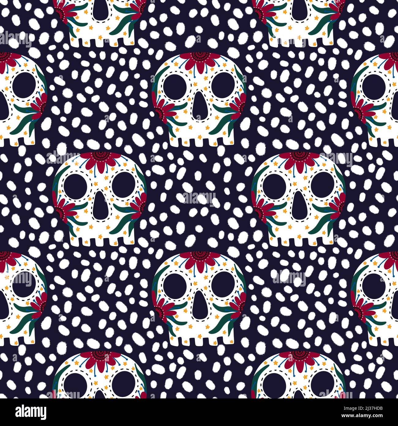 Seamless sugar skulls pattern for fabrics and textiles and packaging ...
