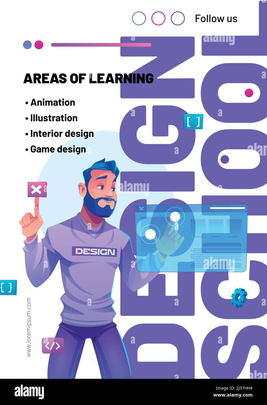 Design school cartoon web banner with man illustrator use artificial ...