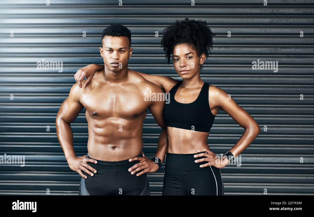 We dont know anything about quiting. Portrait of a sporty young couple ...