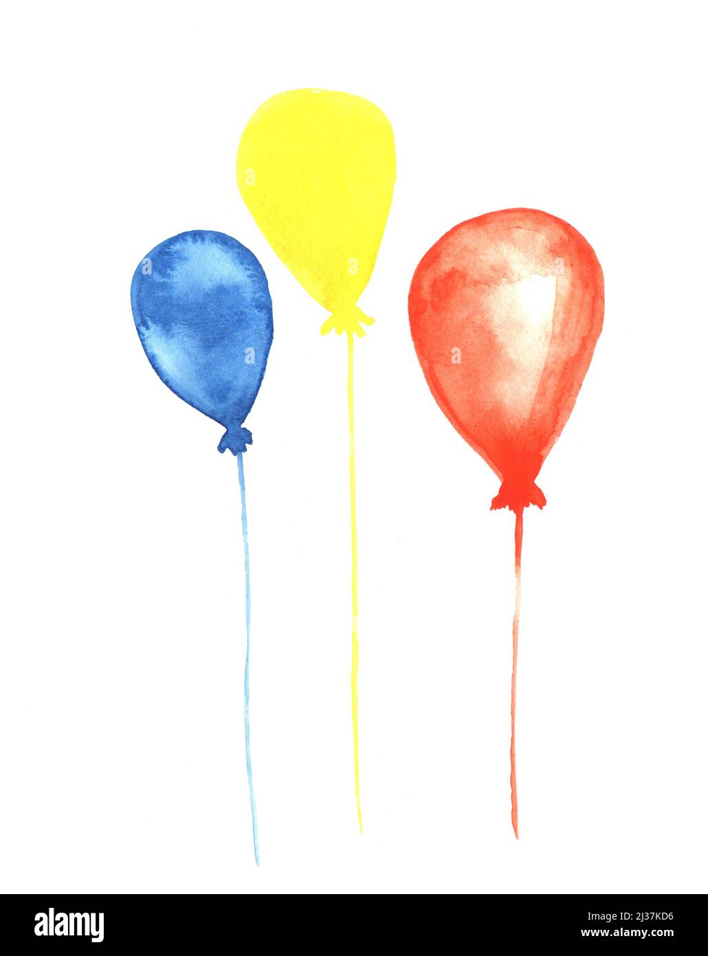 Colorful balloons set. Watercolor illustration. Happy birthday party ...