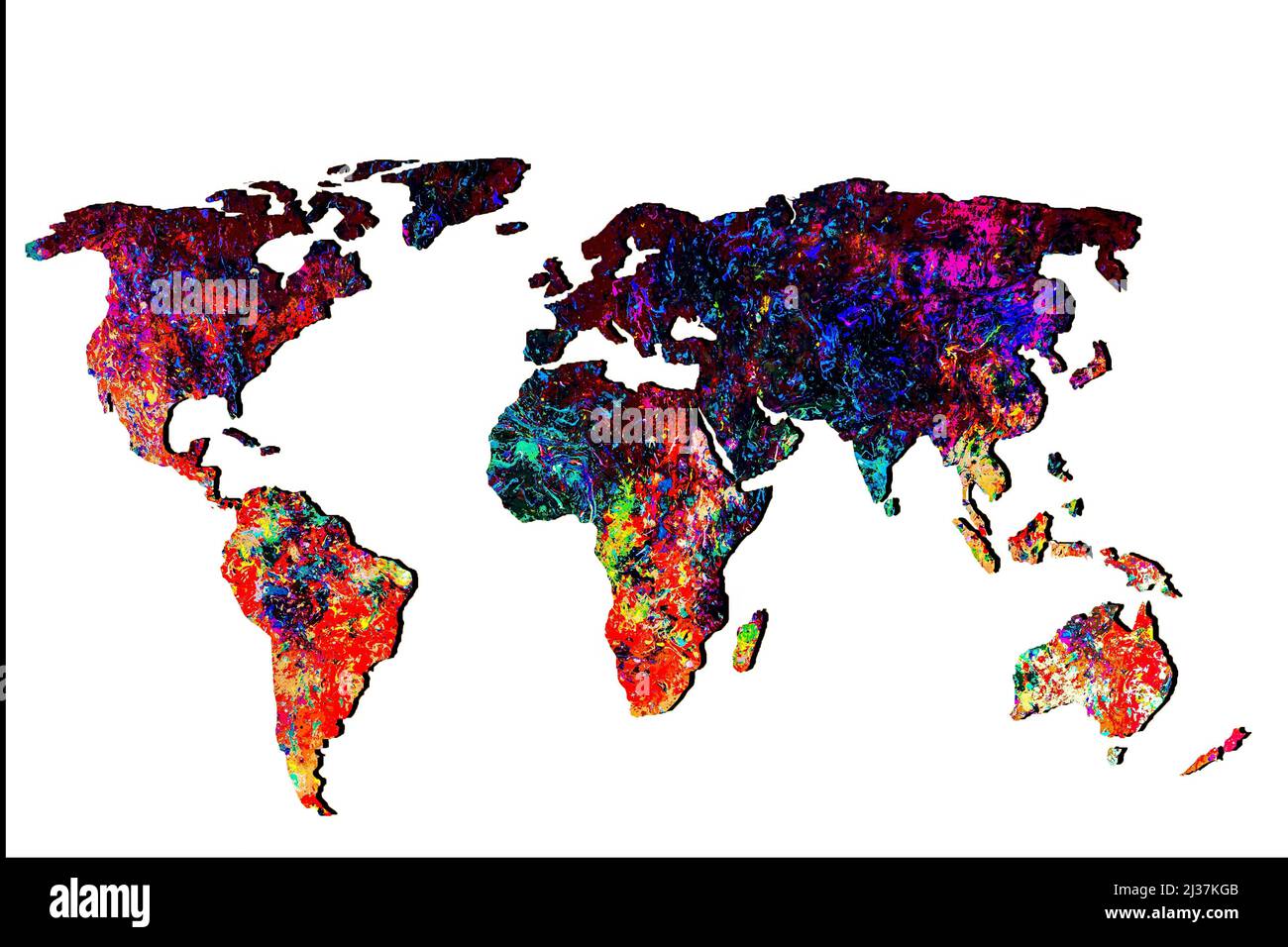 Roughly outlined world map with a colorful background patterns Stock ...
