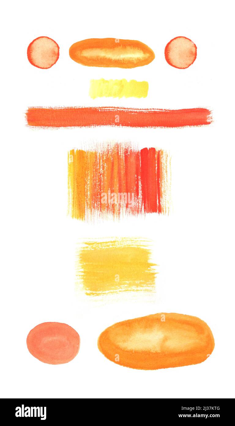Collection of the watercolor red and orange brush strokes Stock Photo ...