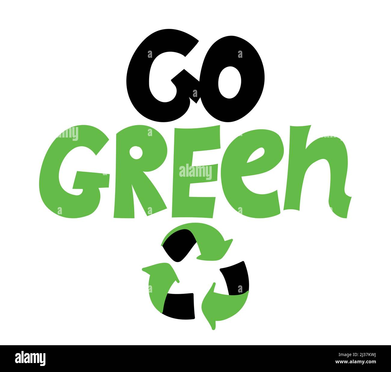 Go green - handwritten logo. Vector hand drawn illustration on white ...