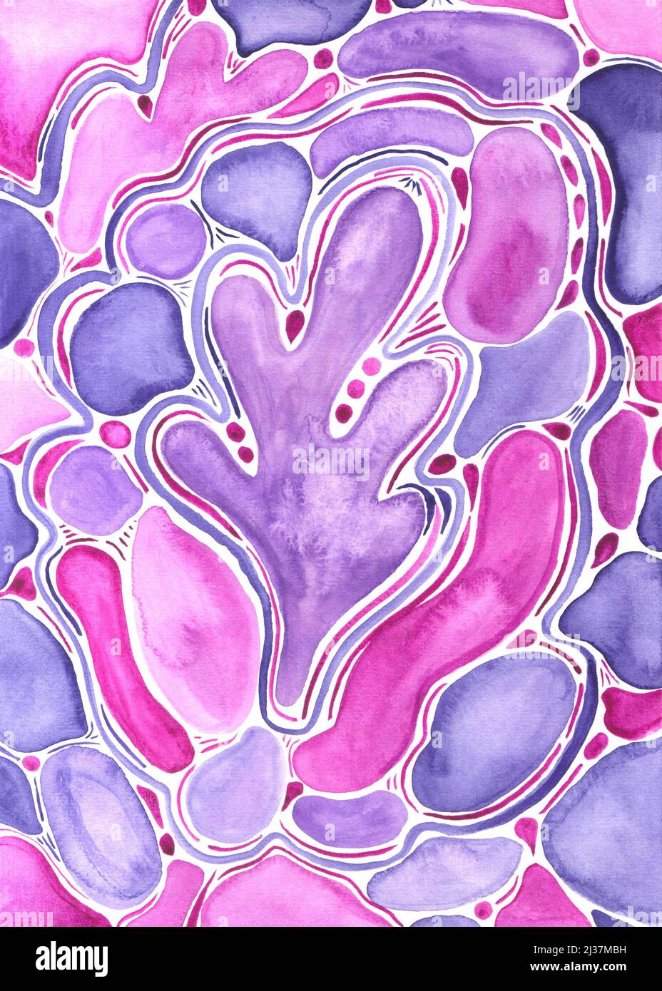 Abstract whimsical doodle colorful pattern. Watercolor painting. Free ...