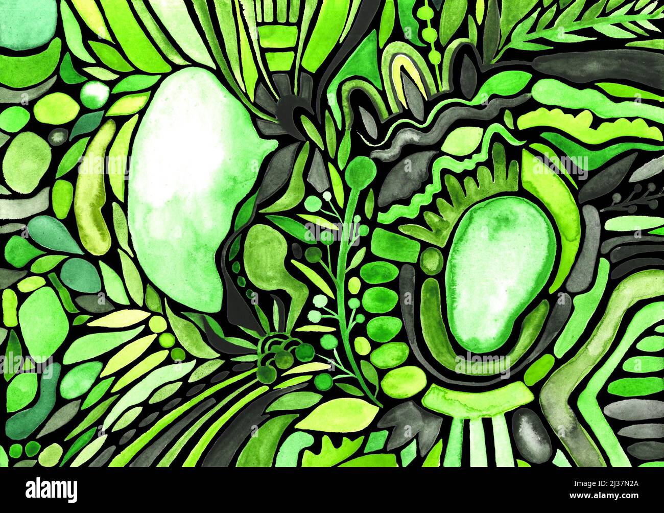 Abstract whimsical doodle colorful pattern. Watercolor painting. Free ...