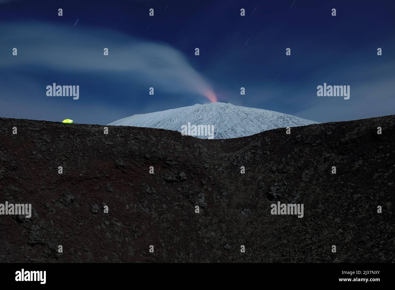 Volcanic eruption site night glowing hi-res stock photography and ...
