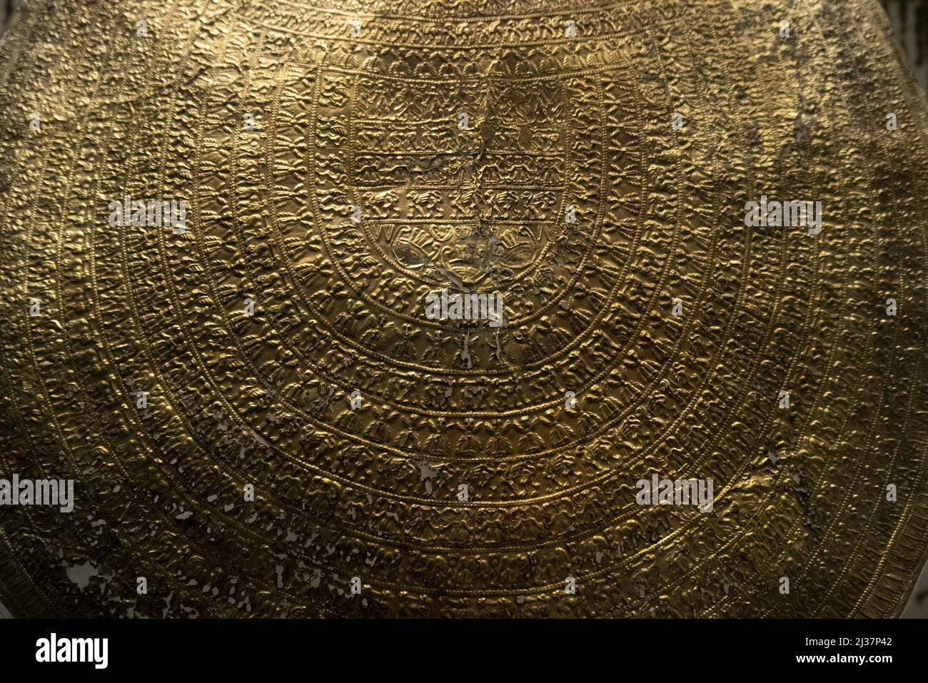 etruscan bronze war shield detail close up Stock Photo - Alamy