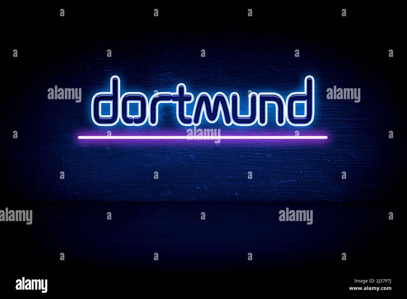 Dortmund - blue neon announcement signboard Stock Photo - Alamy
