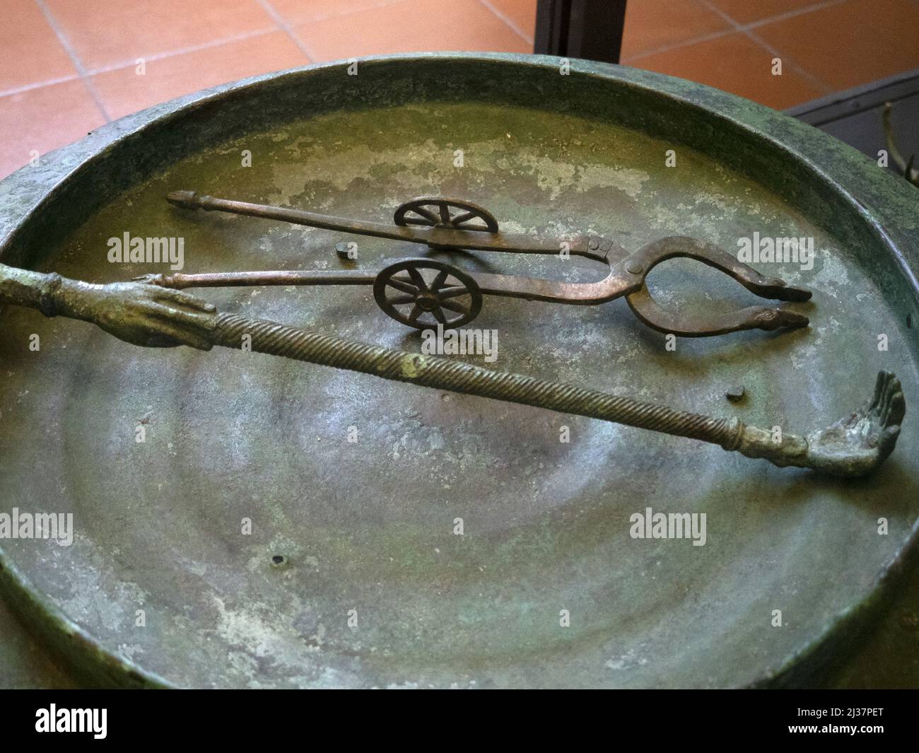 etruscan bronze item tool detail close up Stock Photo - Alamy