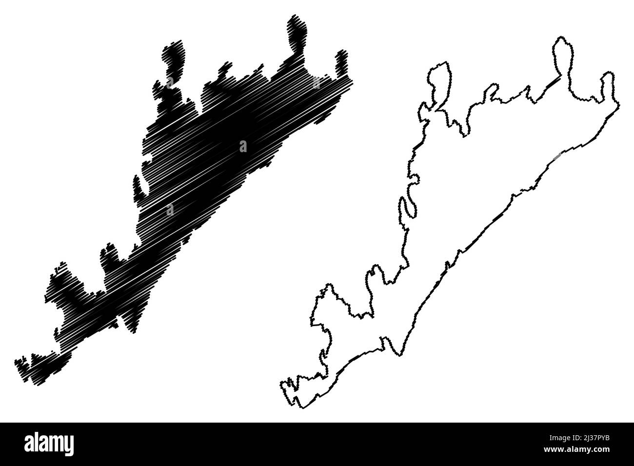 Rano island (Kingdom of Sweden) map vector illustration, scribble ...