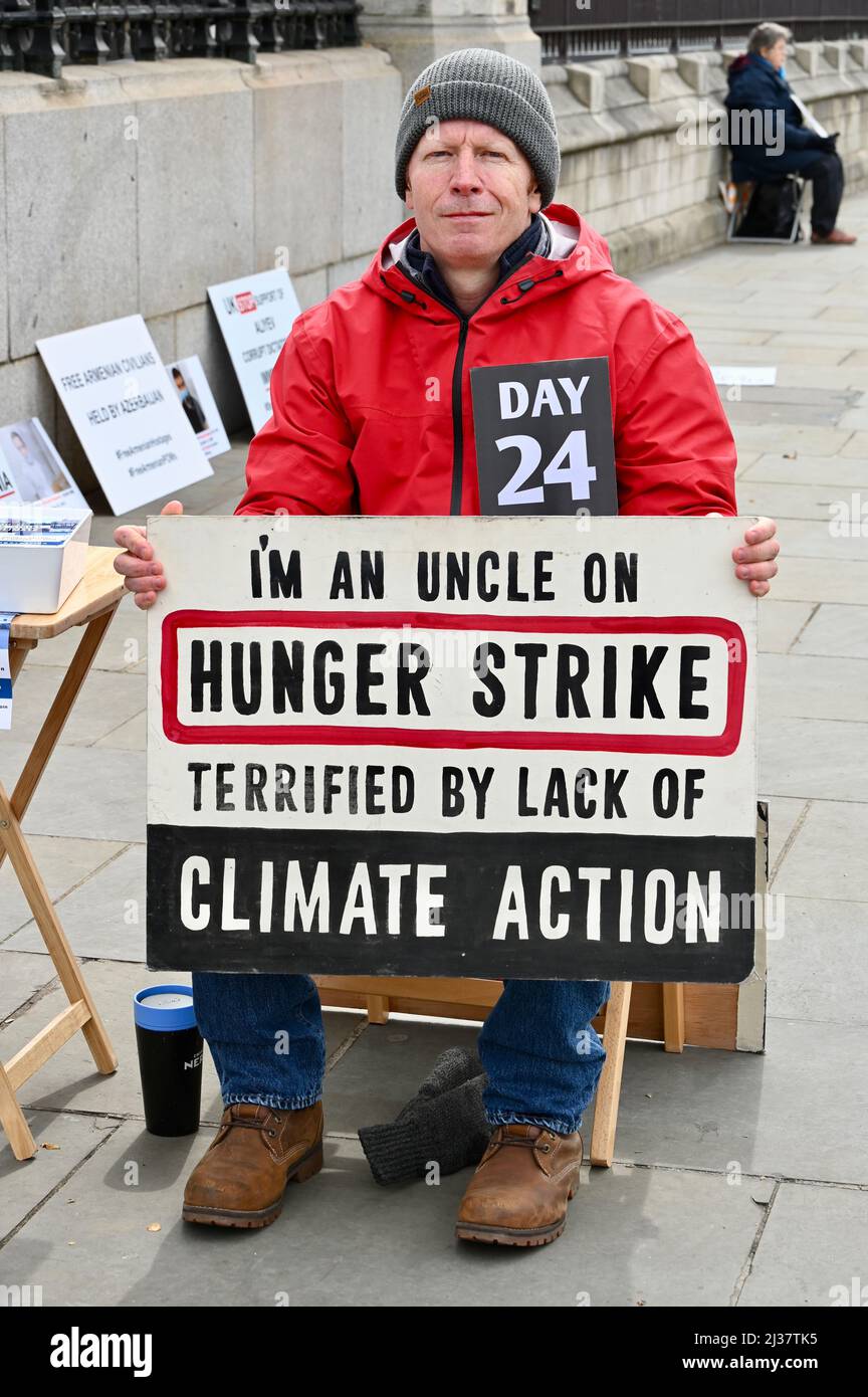 London, UK. Angus Rose is on day 24 of his hunger strike due to lack of ...