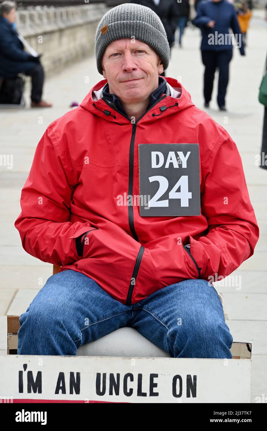 London, UK. Angus Rose is on day 24 of his hunger strike due to lack of ...