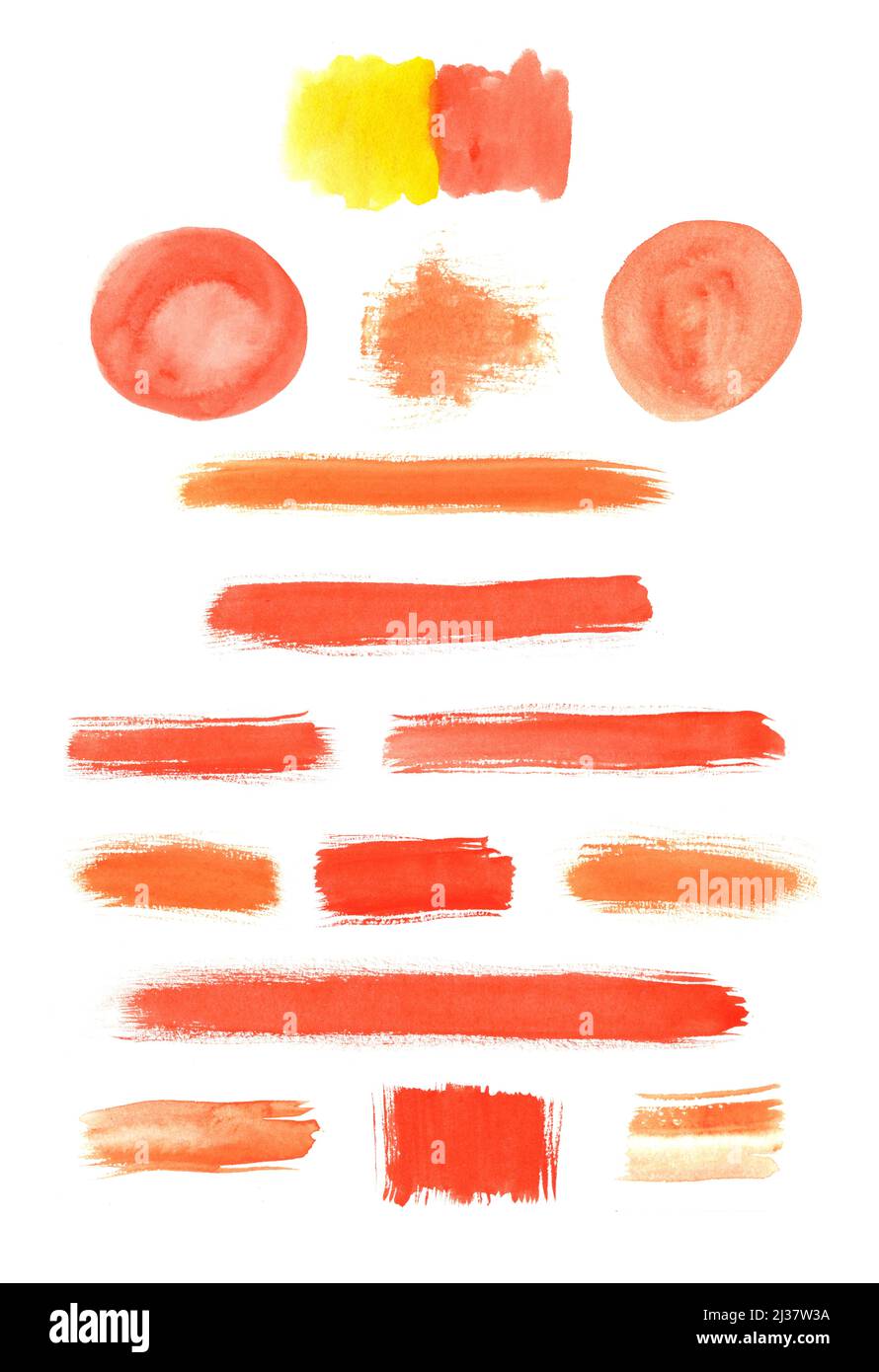 Collection of the watercolor red and orange brush strokes Stock Photo ...