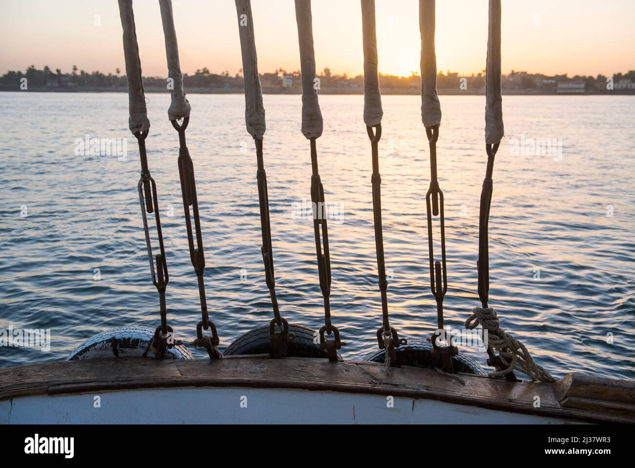 Dahabeah,passenger river boat of the Lazuli fleet, sailing on the Nile ...