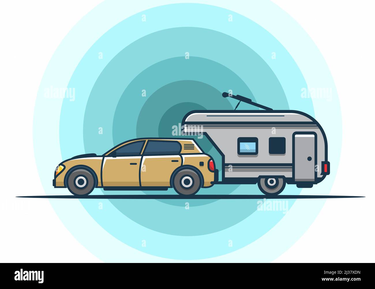 Car towing caravan Stock Vector Images - Alamy