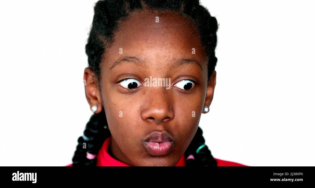 African Girl Surprise Reaction Black Teen Young Woman Close Up Face
