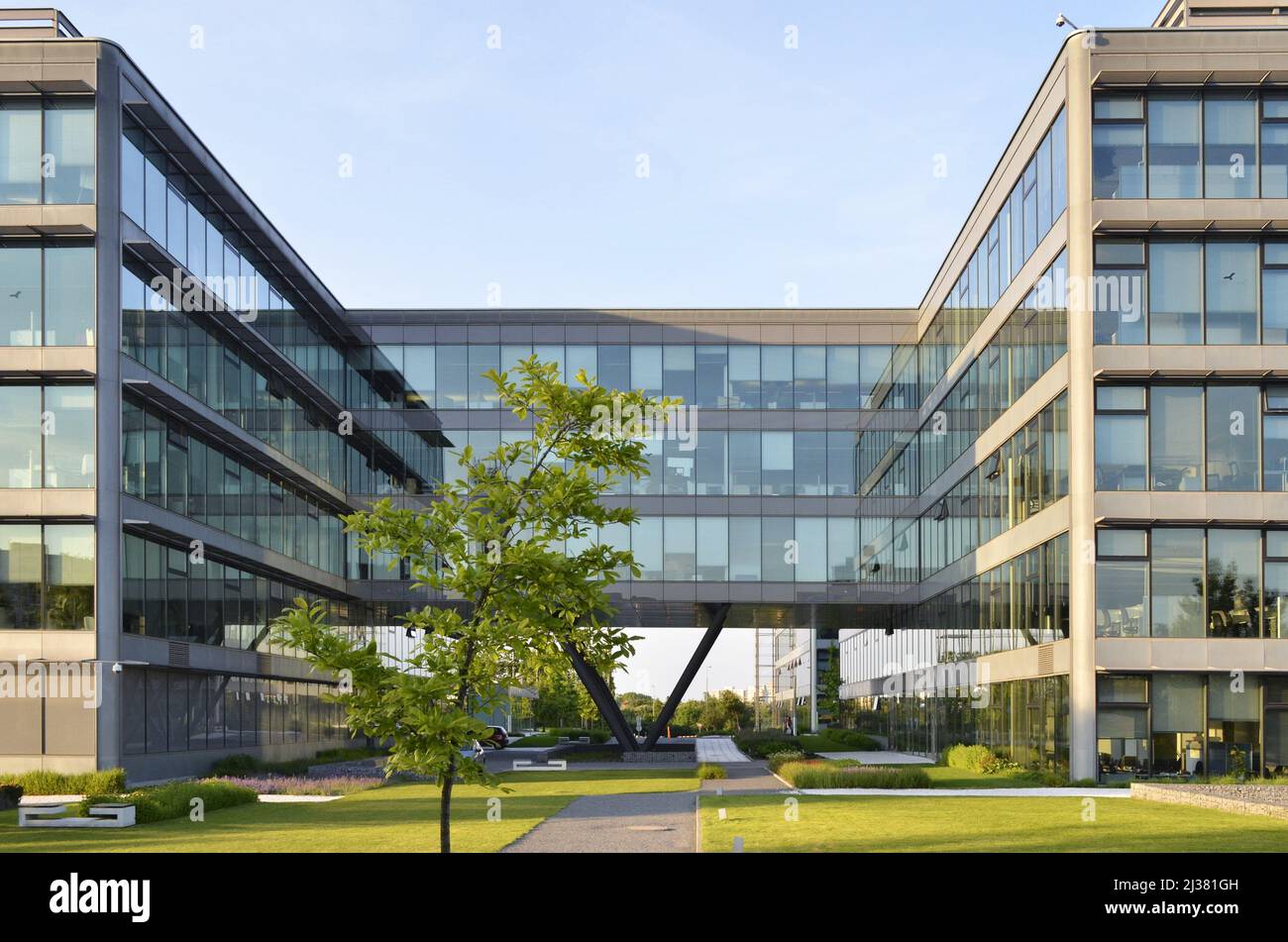 Modern glass office building and landscape in Chodov Prague Czech ...
