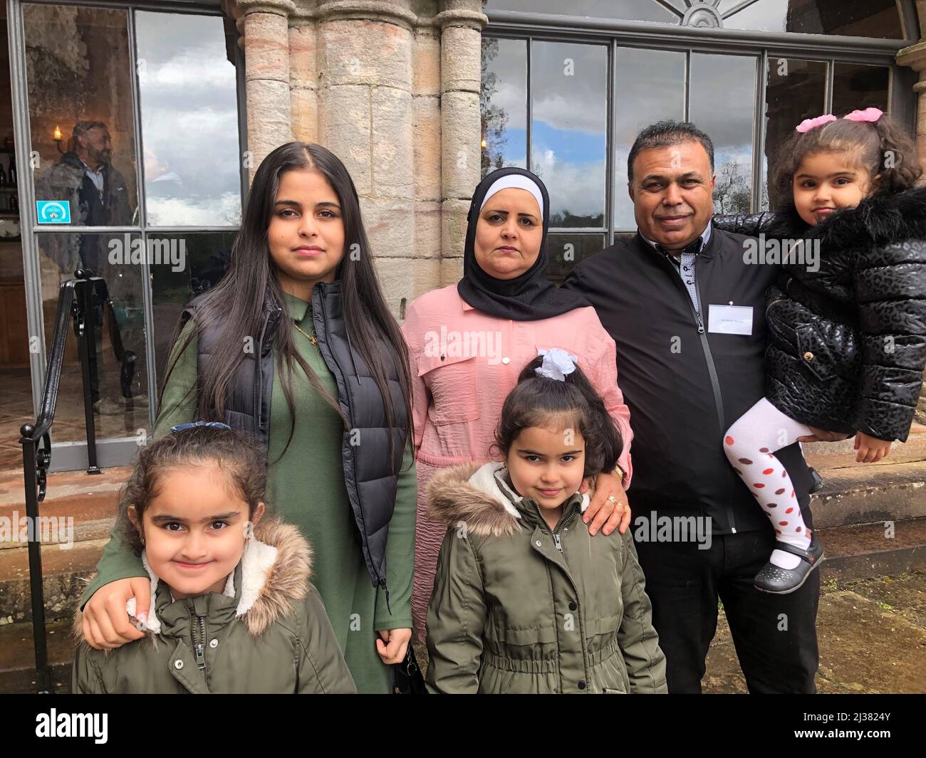(R-l) Jamila, 14, Myassa, 40, (mum), Riyad, 45, (dad), Joanna, 4, in ...