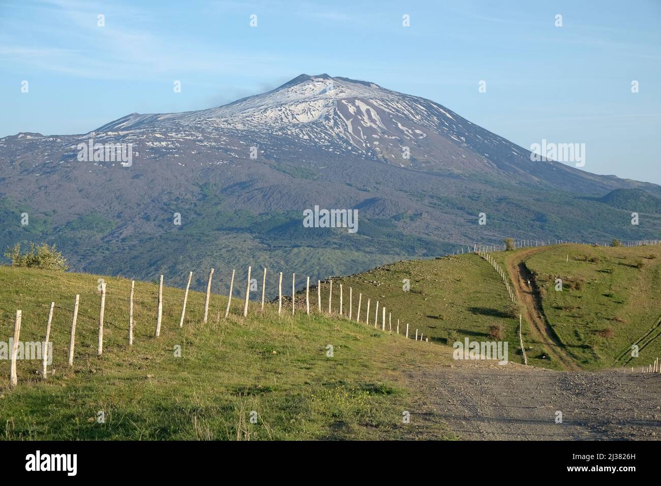active cone Mount Etna the highest volcano in Europe, Sicily Stock ...
