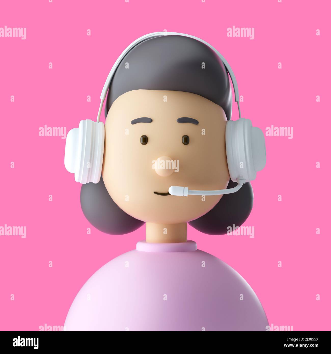 Young support woman cute iconic character. 3D Rendering Stock Photo - Alamy