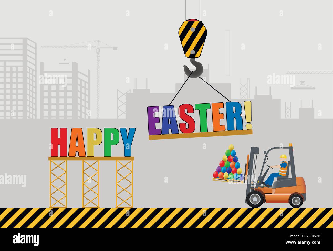 Crane on a construction site Stock Vector Images - Alamy