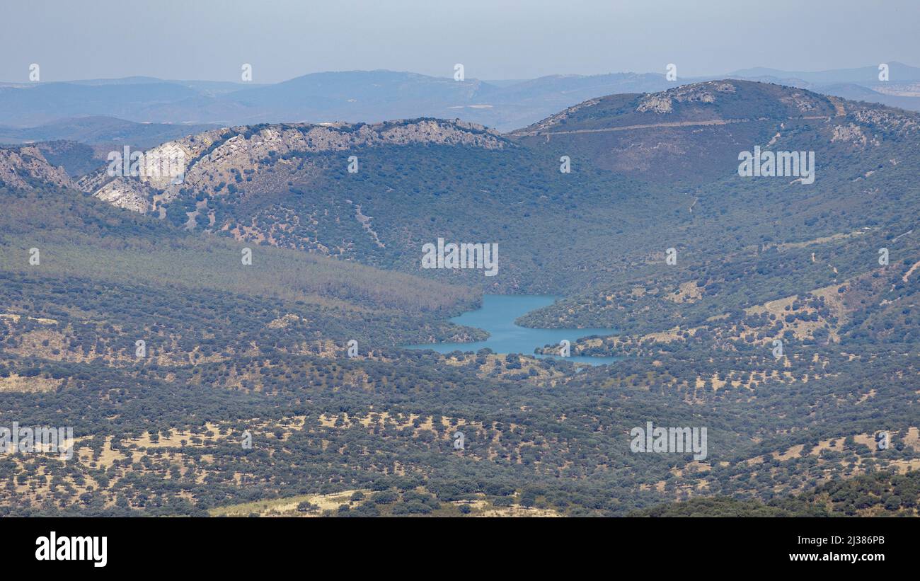 Landscape of extremadura grassland with the Tajo river Stock Photo - Alamy