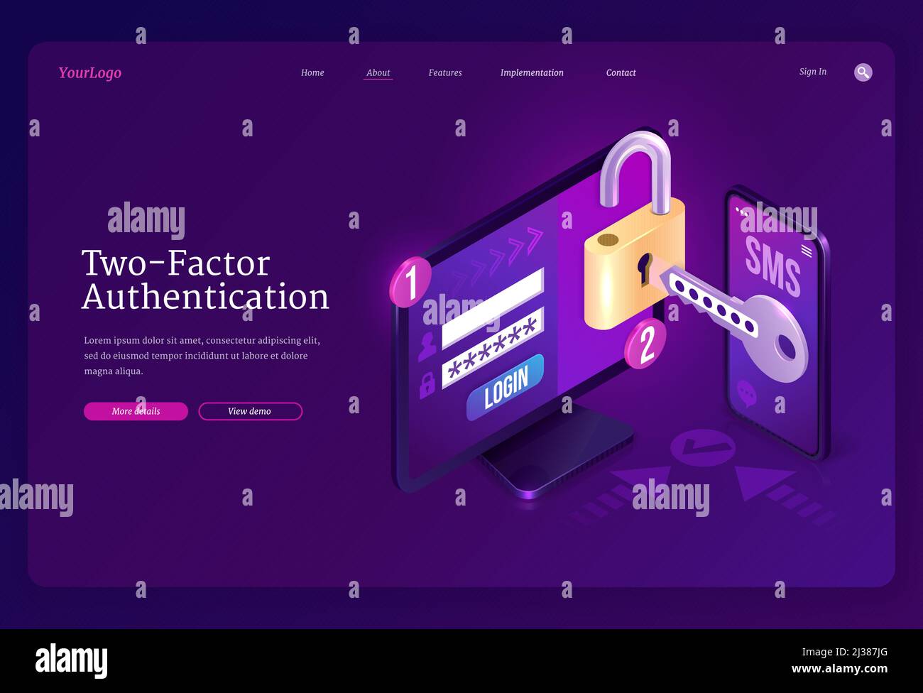 Two factor authentication vector vectors hi-res stock photography and images - Alamy