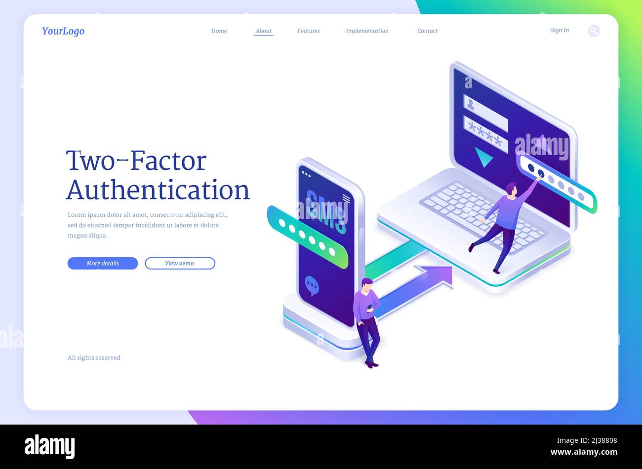Two Factor Authentication Banner Concept Of Verification Identity By Password And Security Code
