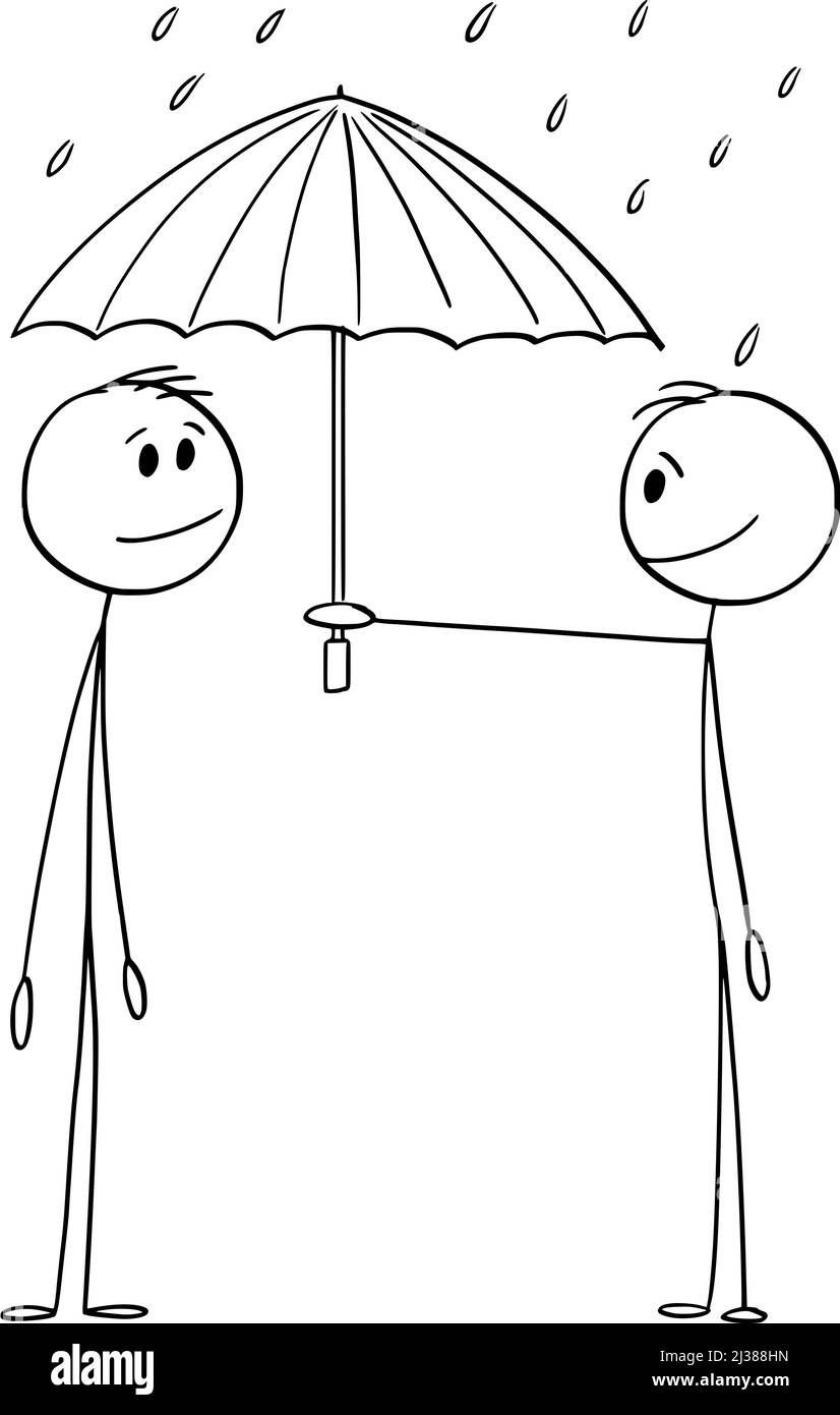Person Offering Umbrella in Rain, Help and Protection, Vector Cartoon ...
