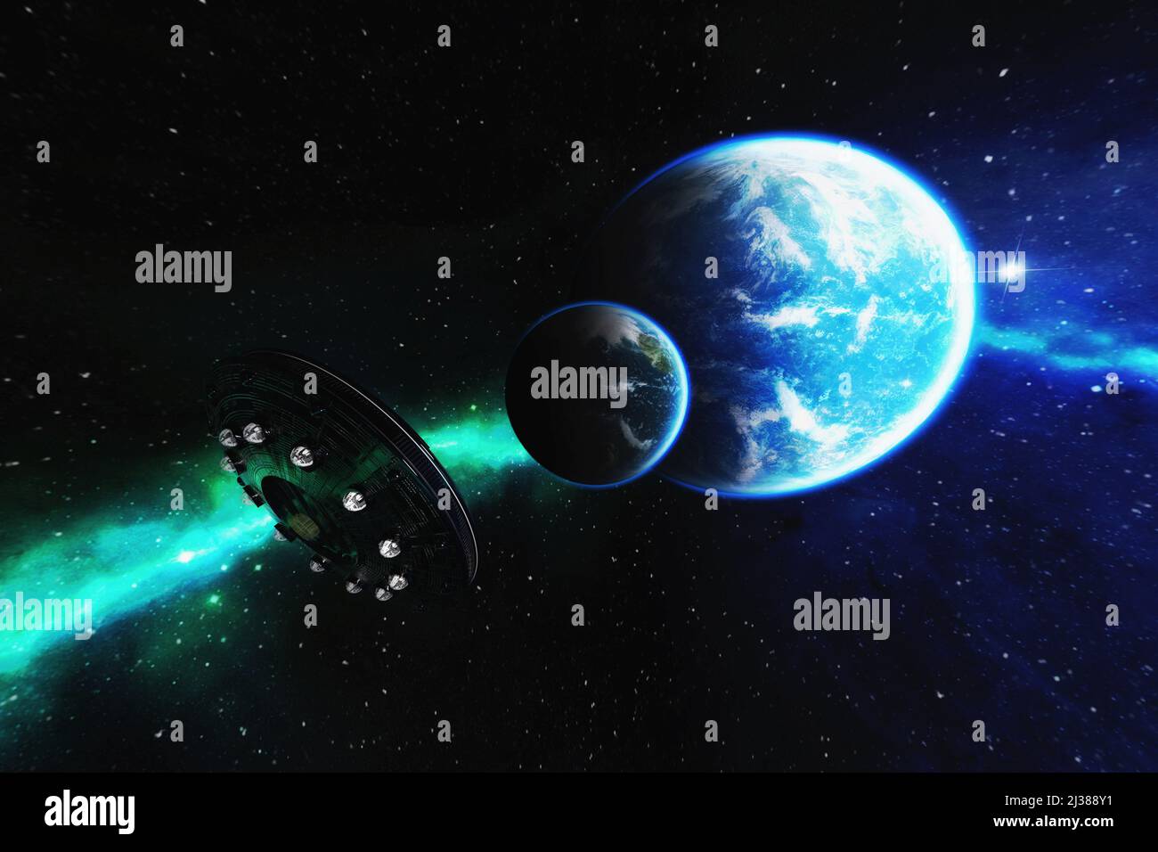 Artistic 3D illustration of a science fiction scene Stock Photo - Alamy