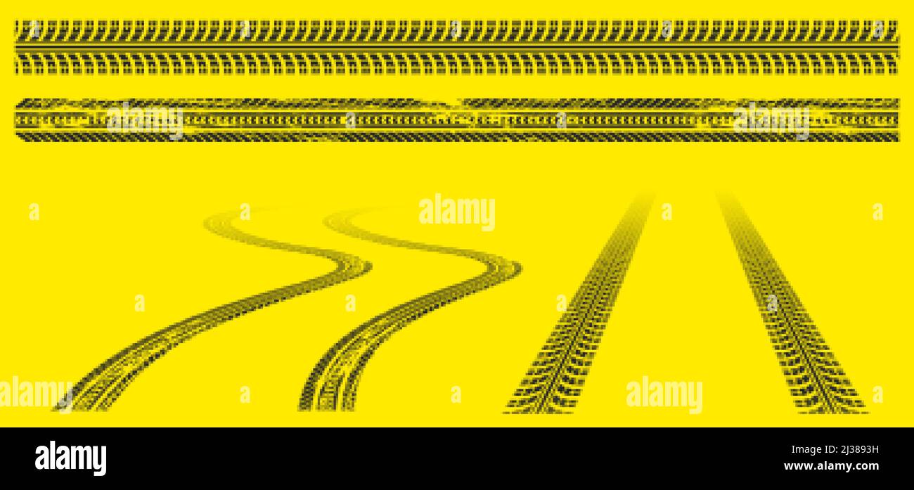 Tires tracks, offroad grunge tyre prints, abstract automobile wheels ...