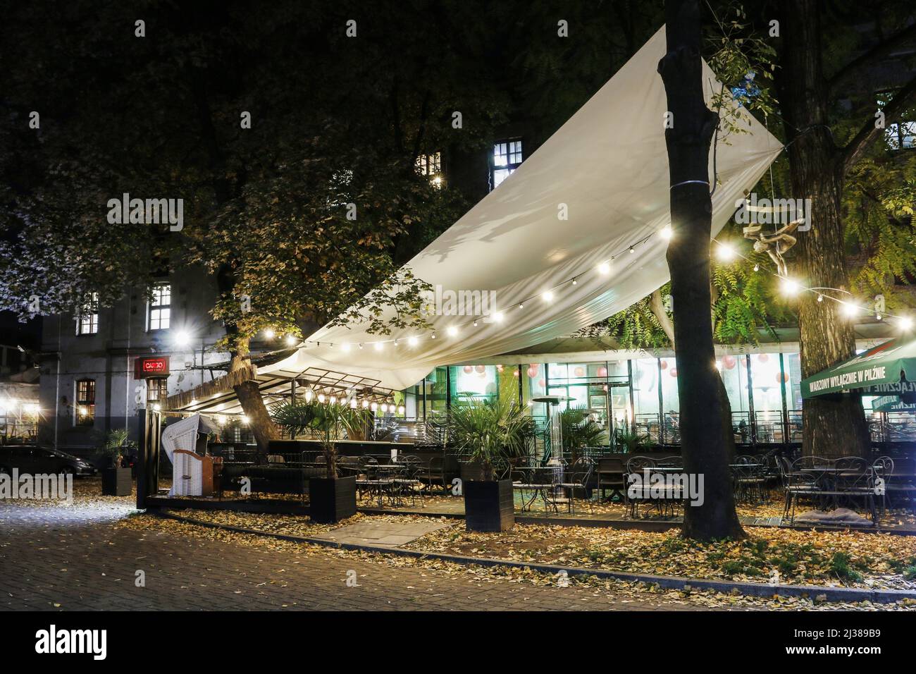 Pubs, clubs and restaurants on Dolnych Mlynow street in Krakow, Poland ...