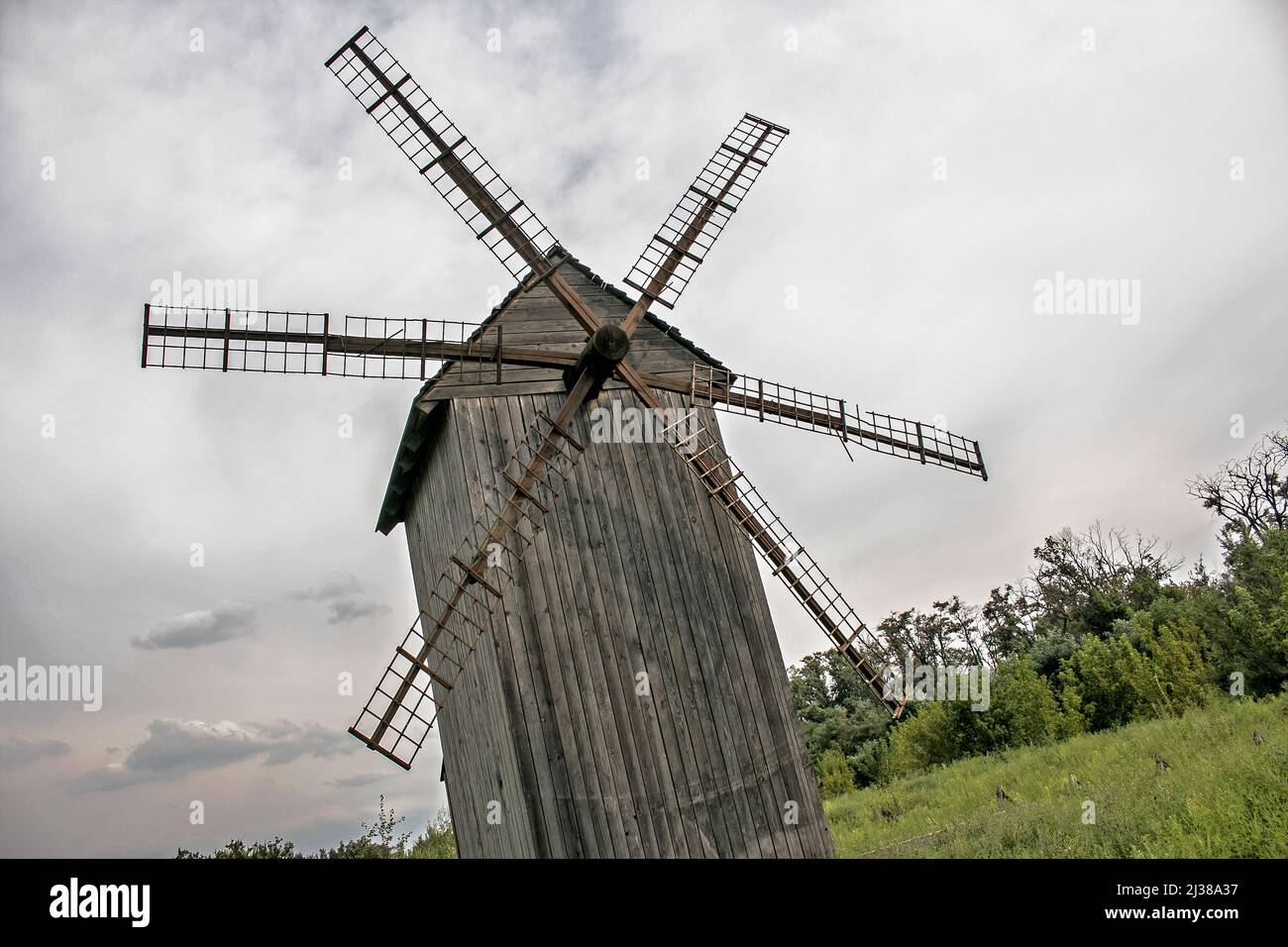 Wooden old mill. Medieval mill. Wooden building Stock Photo - Alamy