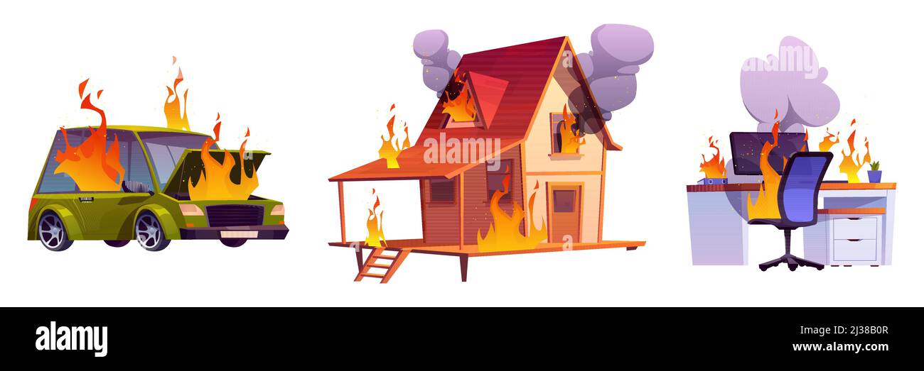 Ruined building on fire Stock Vector Images - Alamy