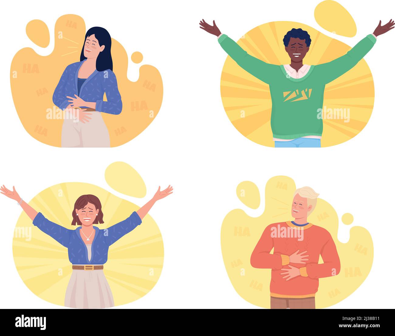 Positive emotions 2D vector isolated illustrations set Stock Vector ...