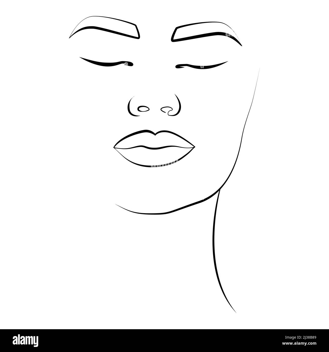 Portrait. One-line face. The modern art of minimalism, aesthetic ...
