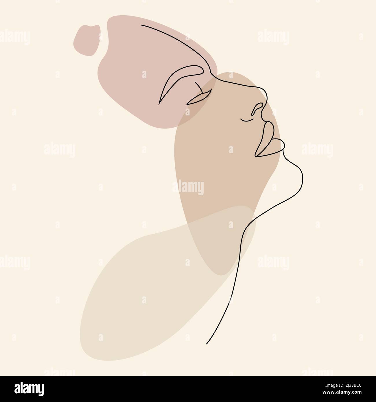Woman. One line drawing the face and hair. Abstract female portrait ...