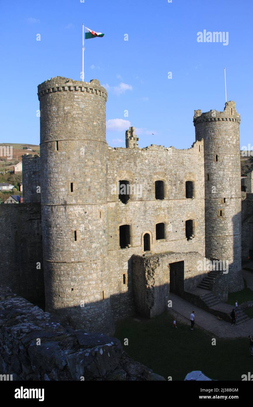 Harlech Castle, Gwynedd, Wales, is a Grade I listed medieval ...