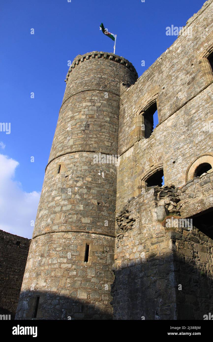 Harlech Castle, Gwynedd, Wales, is a Grade I listed medieval ...